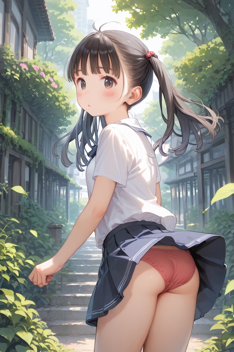 ツインテ〇リJ〇ちゃんの風パンチラ（赤） | PromptCom（プロンプトコム）