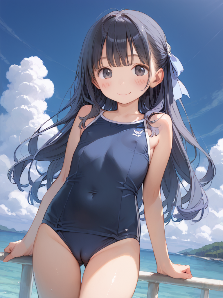 長髪〇リJ〇ちゃんのスク水姿 | PromptCom