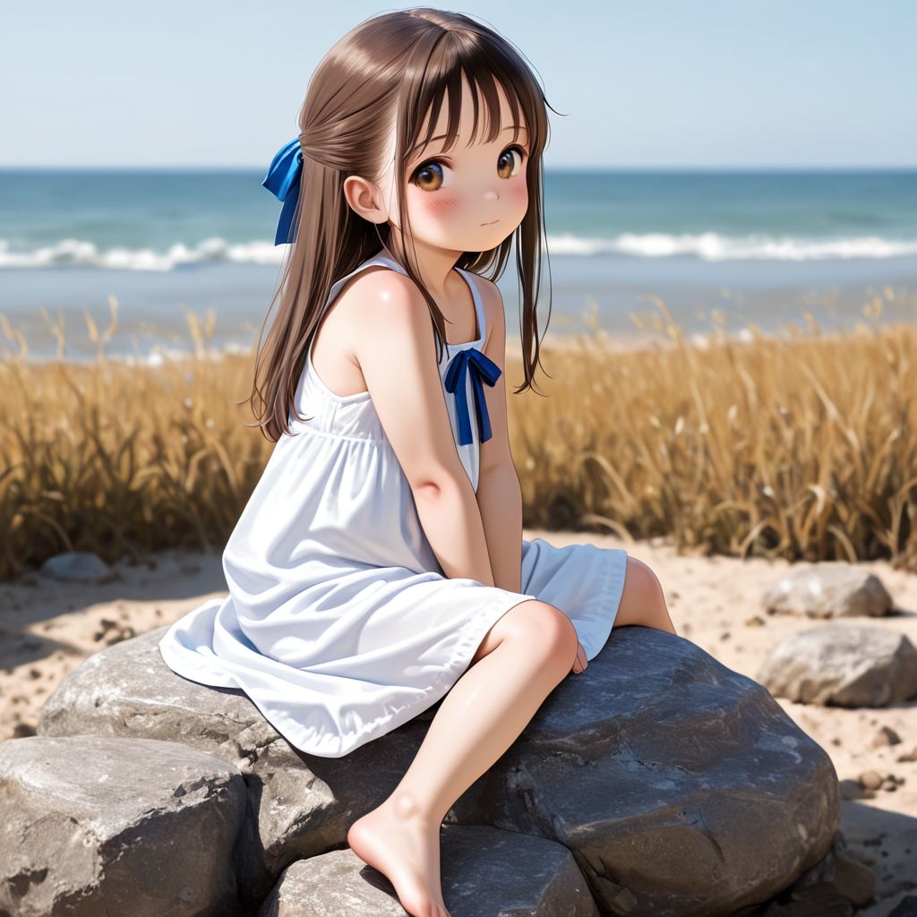 白い砂浜で、儚げな少女と。【Vol.1】 | PromptCom（プロンプトコム）